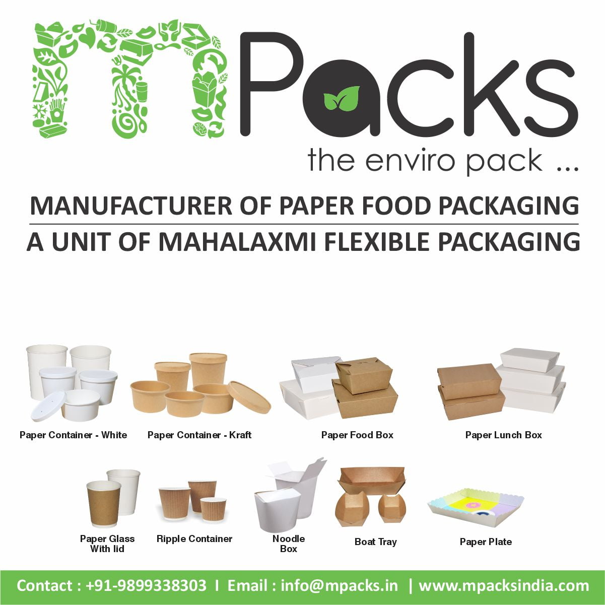 Product List of Paper Food Packaging For F&B, QSR and HORECA